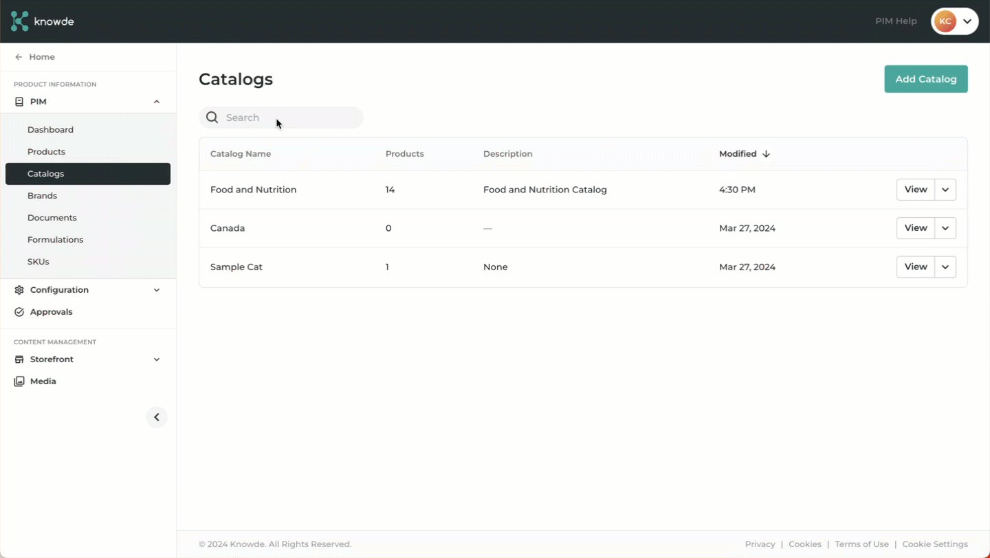 Catalog Management – Knowde
