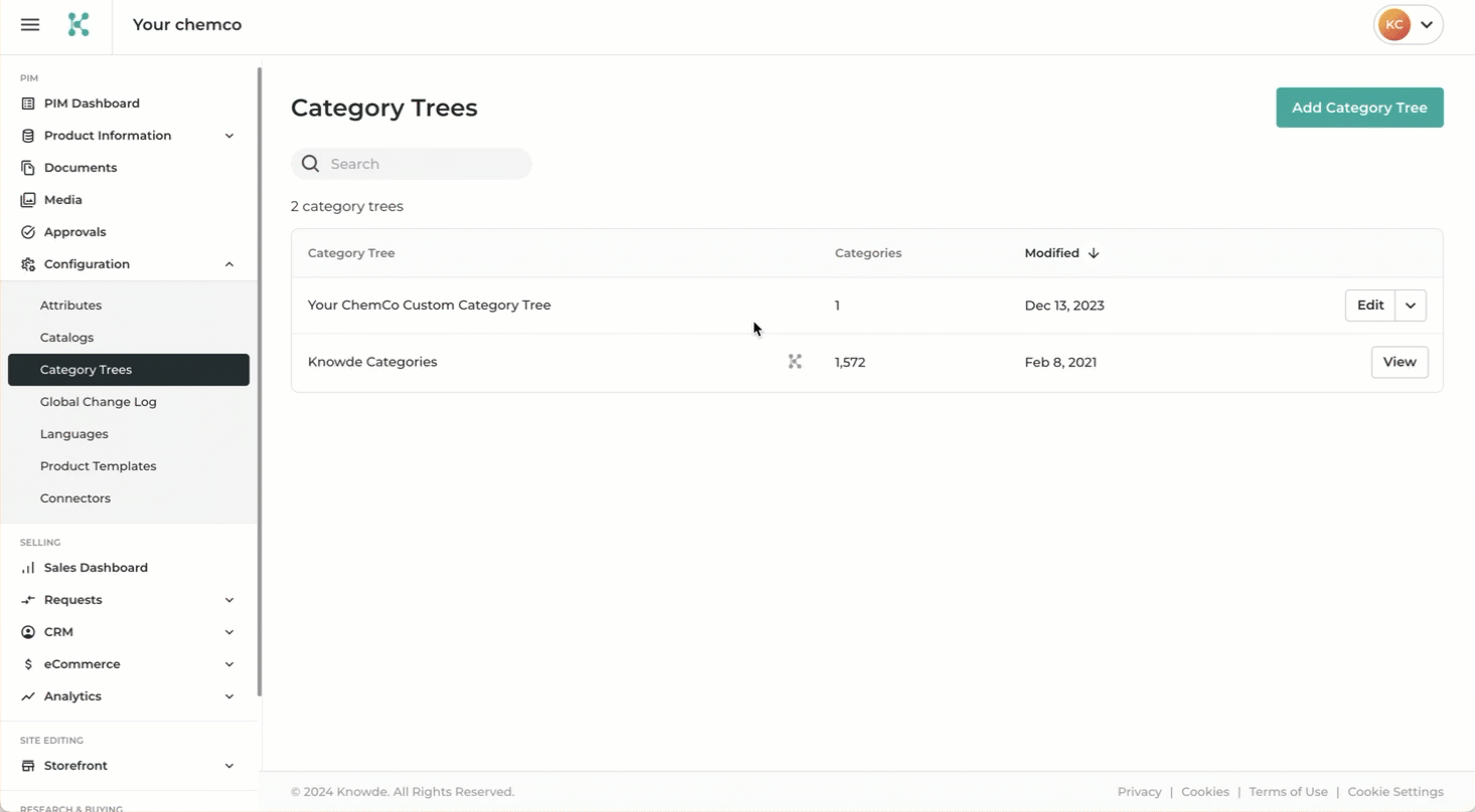Manage Configurations – Knowde