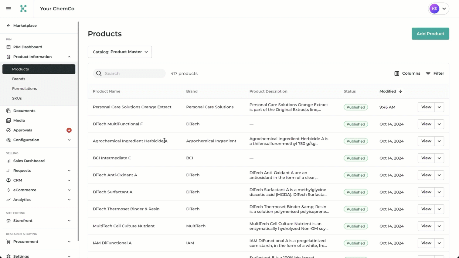 Composition Table – Knowde